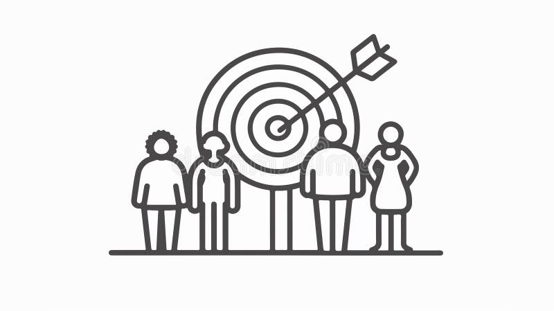 Business People with Target and Goal Outline Icon Vector Illustration ...