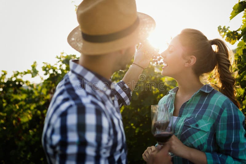 People Tasting Wine in Vineyard Stock Photo - Image of culture ...