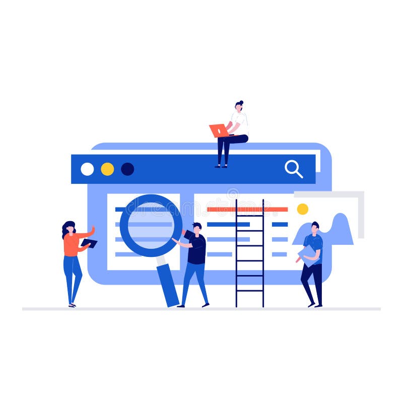 People Team Work Together on SEO Optimization Concept with Characters ...