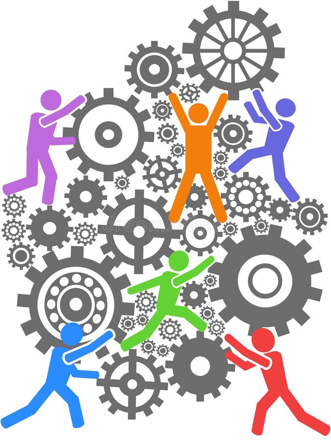 Pictogram Gears Teamwork Support Design Stock Vector - Illustration of ...