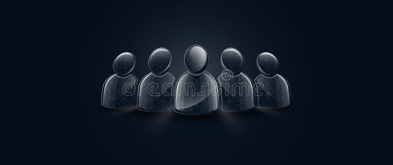 People, Teamwork, Group, 3d Icon. Wireframe and Low Polygon Design ...