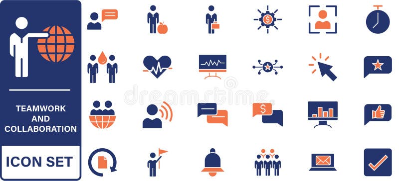 People and Teamwork Line Icons Collection. Big UI Icon Set in a Flat ...