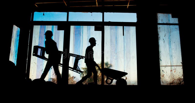 People, Teamwork and Silhouette on Construction Site for Urban ...