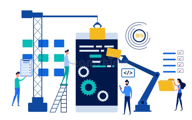 People Teamwork Working Mobile Application Development for Website and ...