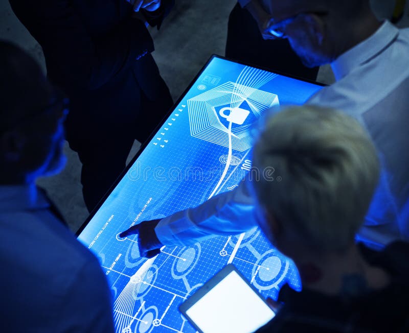 People in a Technology Cyber Space Meeting Stock Photo - Image of chart ...