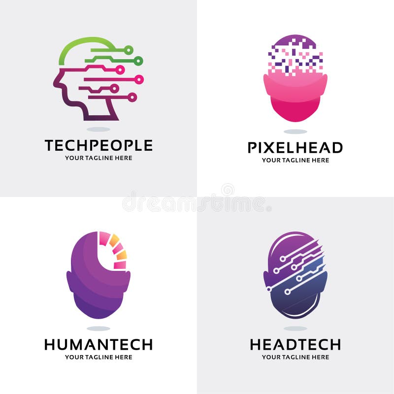 People Head Logo Set Design Template Collection Stock Vector ...