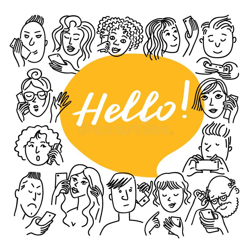 People_telephone_Hello stock vector. Illustration of symbol - 100225456
