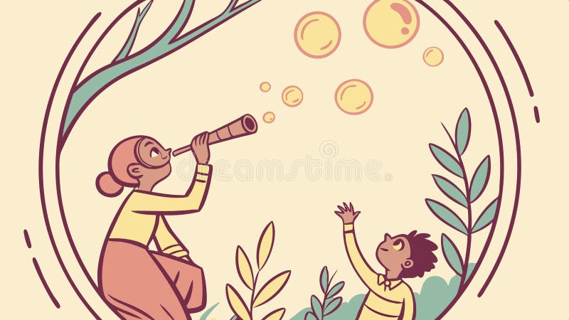 People Telescope Stargazing Exploration Science Discovery Vector Design ...