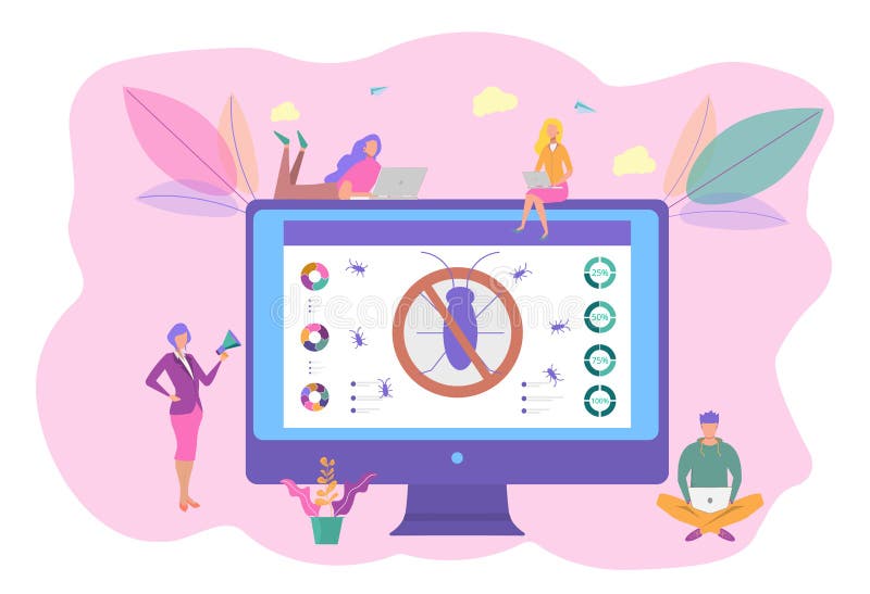 People are Testing New Software. Search for the Virus. the Virus Enters ...