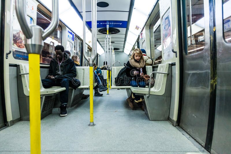 People Texting Inside the Montreal Metro Editorial Image - Image of ...