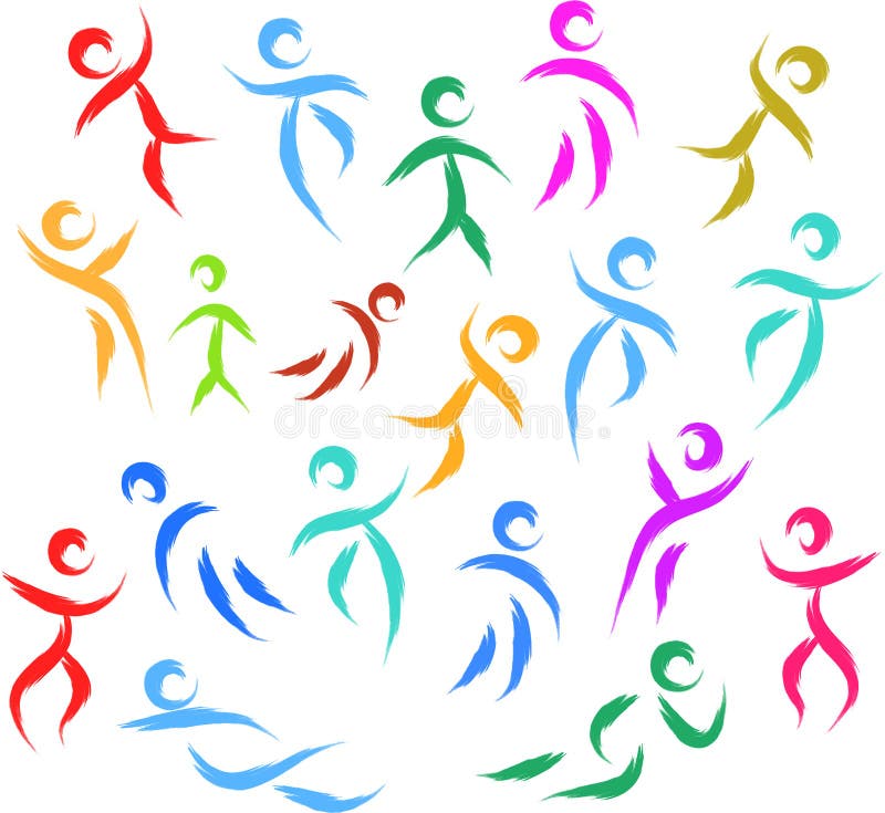 Seamless Dark Background Multi-colored Dancing People. Vector ...