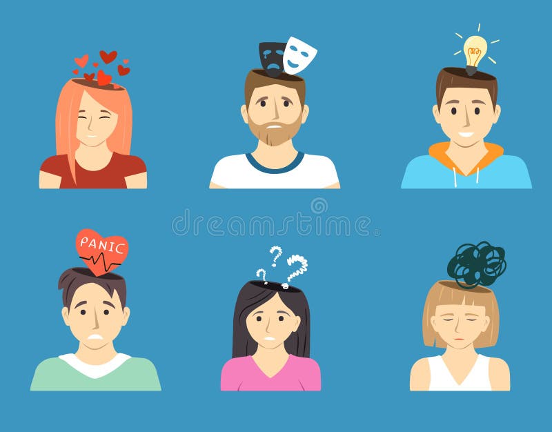 People Thinking. Mental Processes in Persons Mind Various Fillings ... People Thinking. Mental Processes in Persons Mind Various Fillings ...