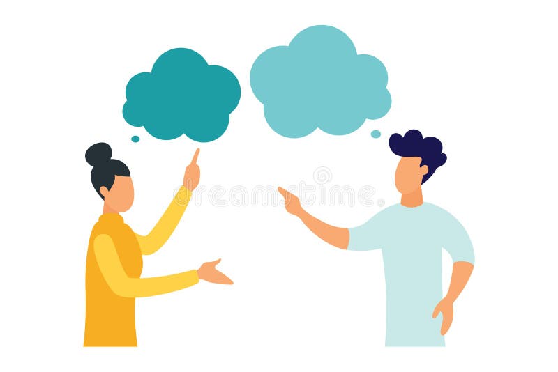 People with Thoughts on a White Background. Communication Concept Stock ...