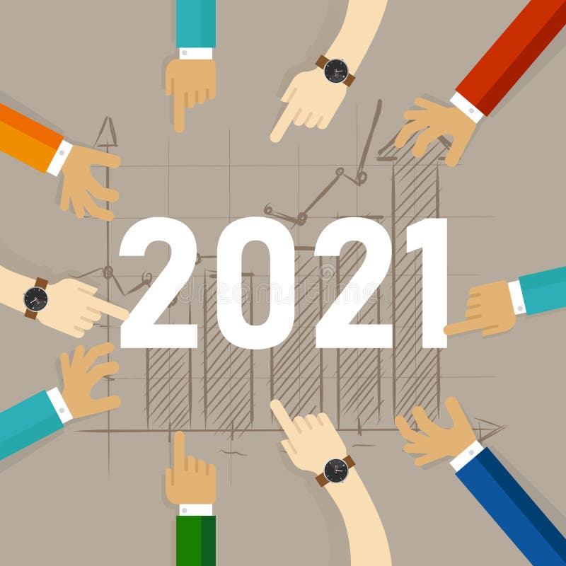 People Together Pointing at Target Chart Going Up in 2021 Year Working ...