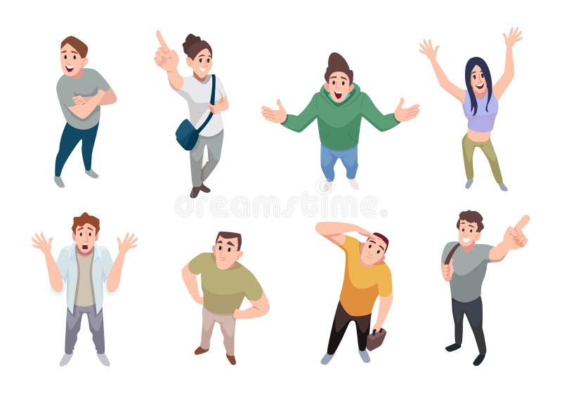 People Top View. Characters Watching and Top Pointing Exact Vector ...