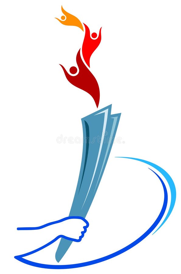Olympic Torch Symbol with Flag Stock Vector - Illustration of flame ...