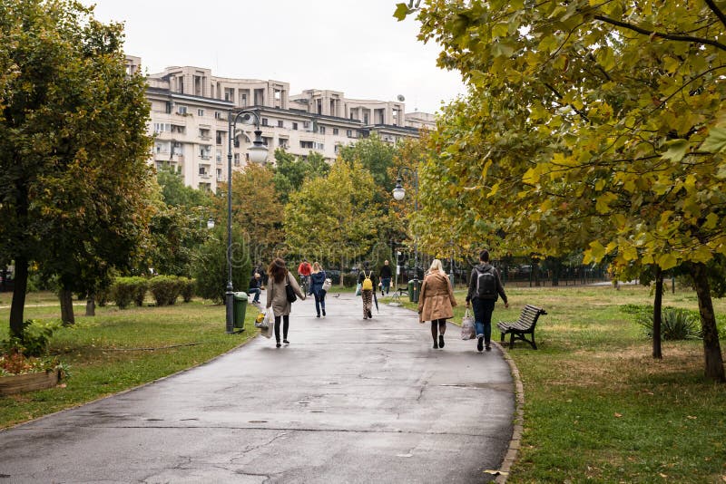 People and Tourist Wander in the Park. Bucharest, Romania, 2022 ...
