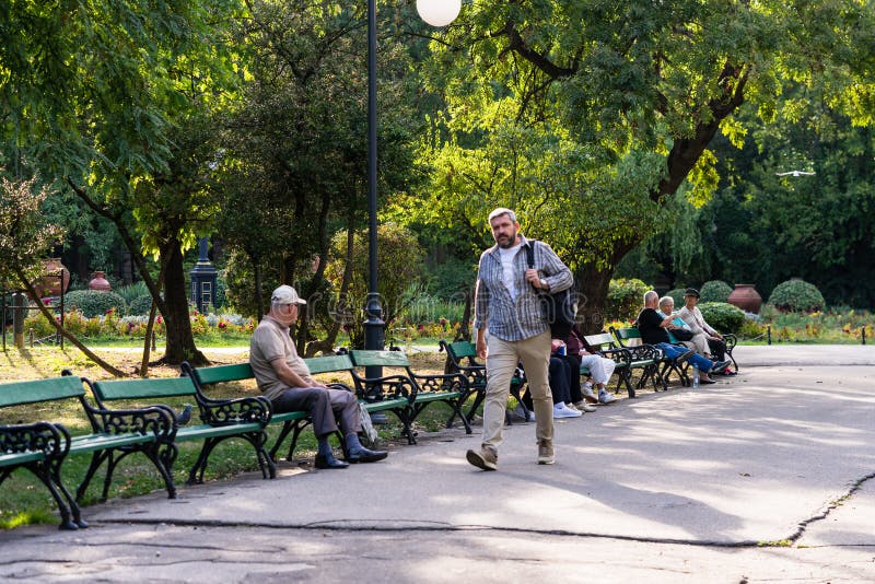 People and Tourist Wander in the Park. Bucharest, Romania, 2022 ...