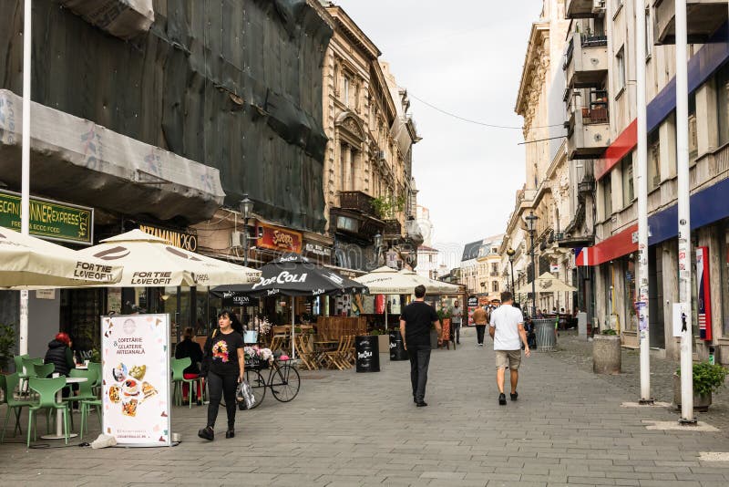 People and Tourists Walking in Bucharest Old Town, Romania, 2022 ...