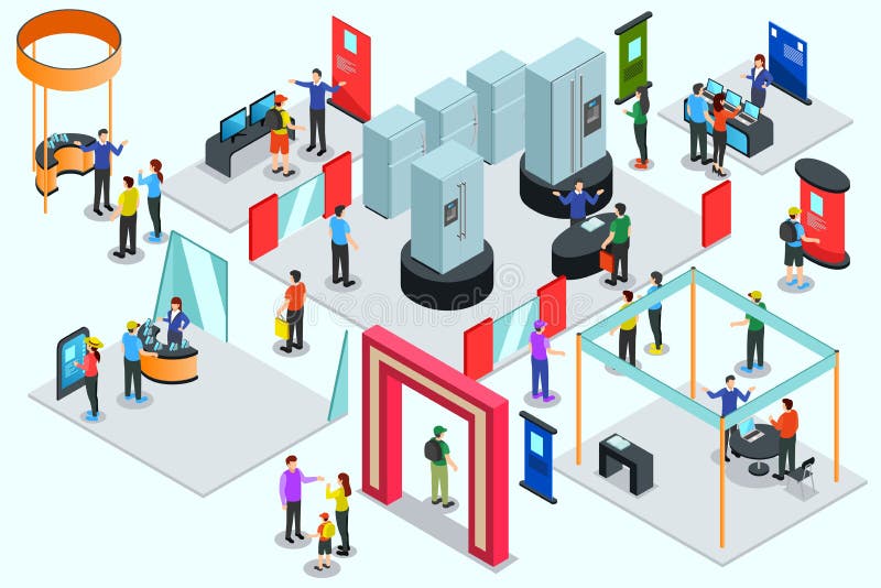 People at Trade Show Isometric Vector Illustration Stock Vector ...