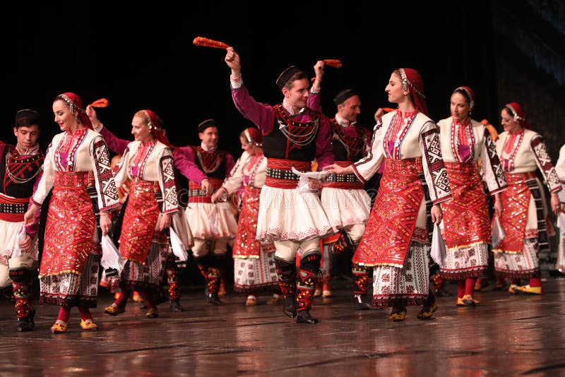 People in Traditional Folk Costumes Perform a Folk Dance at the ...