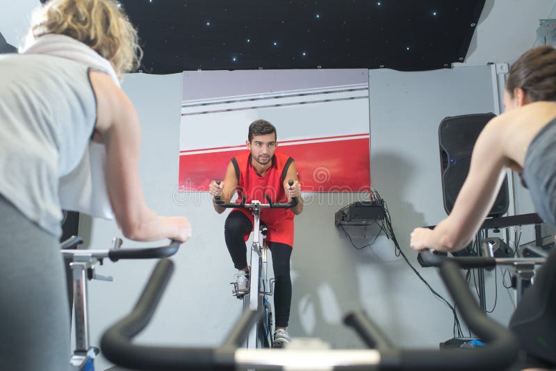 People Training on Static Cycles Stock Image - Image of class ...