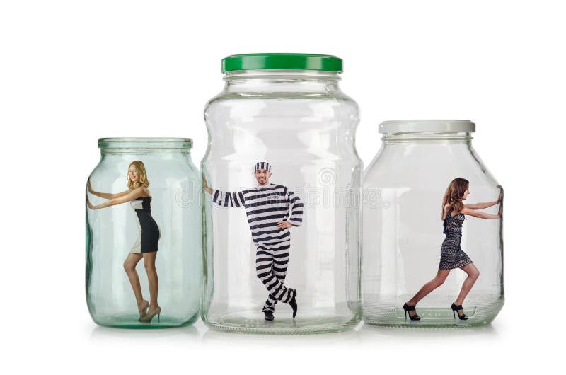 The People Trapped in the Glass Jar Stock Photo - Image of body ...