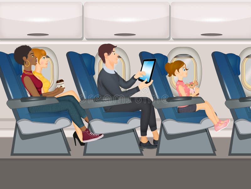 People Travel by Plane in Economy Class Stock Illustration ...
