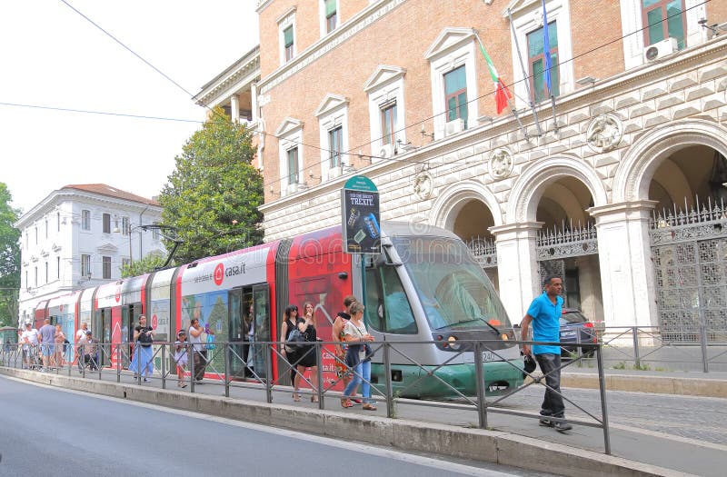 Tram train Rome Italy editorial image. Image of people - 158862260