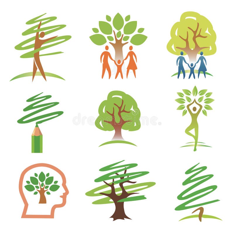 People and trees icons stock vector. Illustration of pencil - 27281602