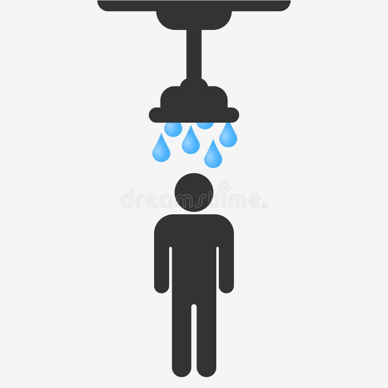 Man Under the Shower. Gray Background. Vector Illustration. Stock ...