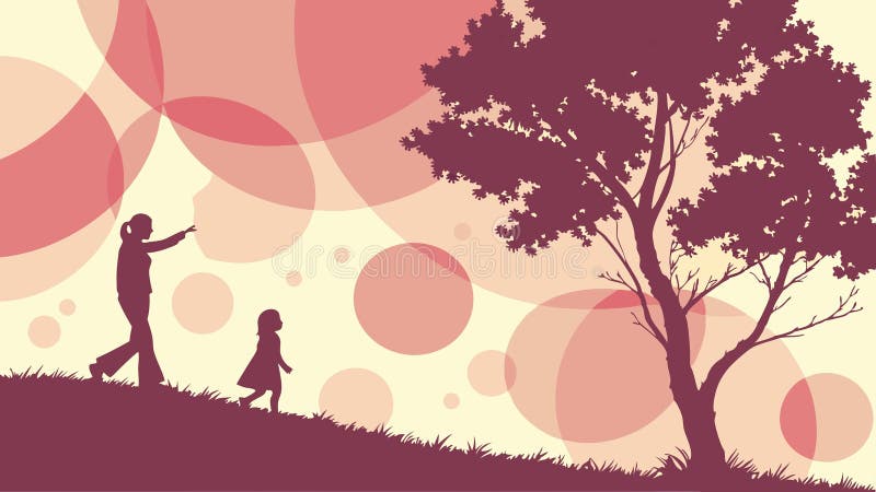 People Under Tree at Sunset, Serene Nature Scene, Vector Design ...