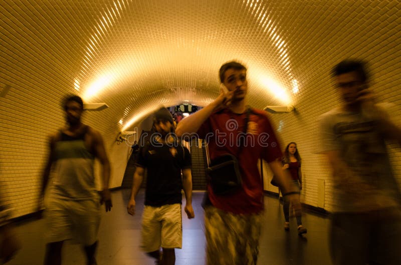 People in Underground Passage Stock Image - Image of moving, blur: 83019525