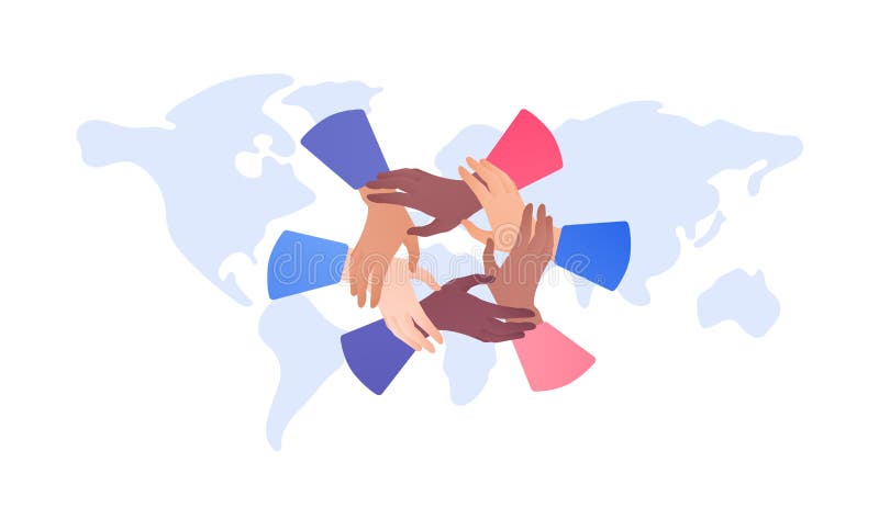 Illustration of Multicultural Boy and Girl Hugging the Globe. Funny ...