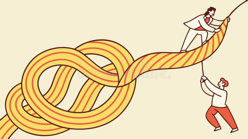 People Untangling Knot, Teamwork Problem Solving Concept, Vector Design ...