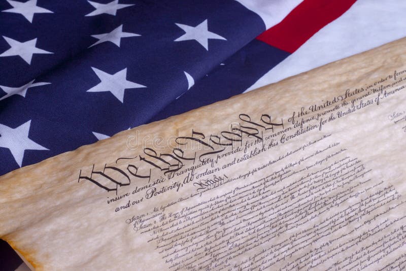 US Constitution - We The People With American Flag Stock Image - Image ...