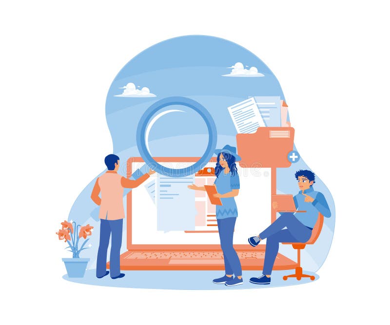 People Use Magnifying Glasses To Search for Documents. Using ...