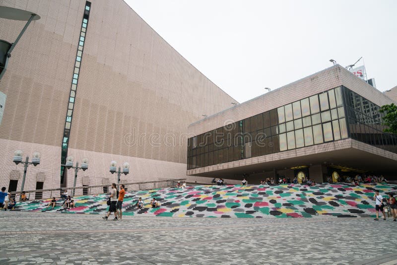 People Use and Pass Steps with Multi-colored Patterns Near the H ...