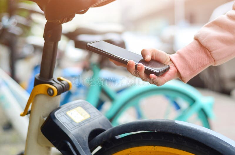 People Use Smart Phone To Scan the QR Code on a Shared Bike To Unlock ...