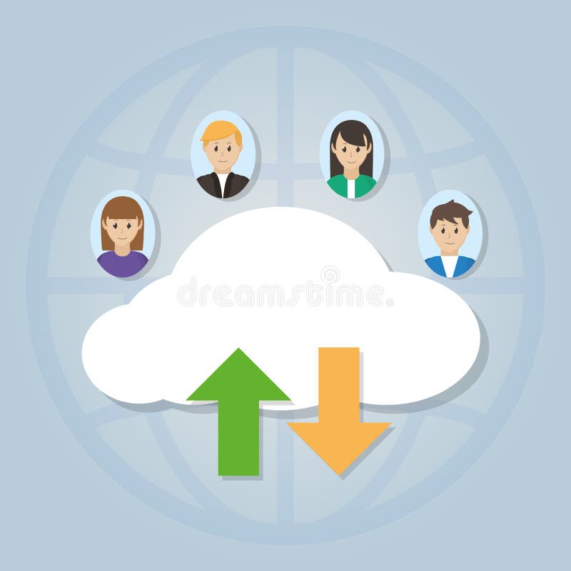 Man Using Cloud Computing Technology. Stock Vector - Illustration of ...