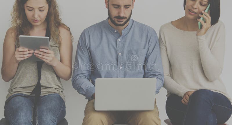 People Using Digital Device Connect To the Internet Stock Photo - Image ...