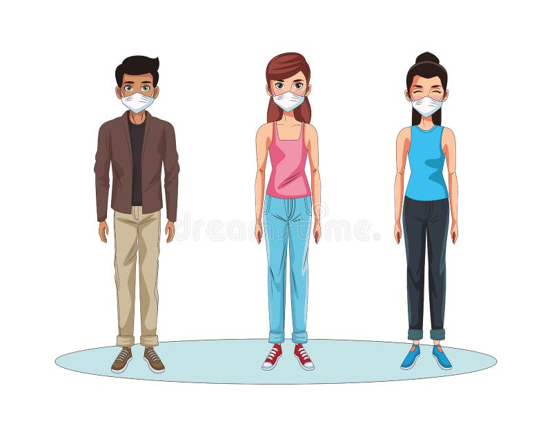 People Using Face Masks Characters Stock Vector - Illustration of ...
