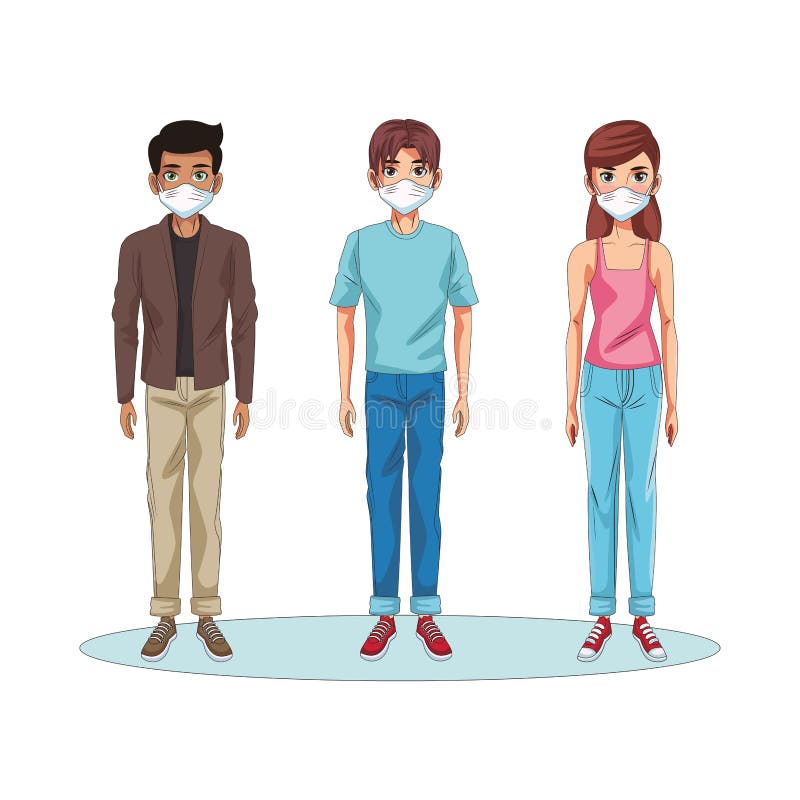 People Using Face Masks Characters Stock Vector - Illustration of ...