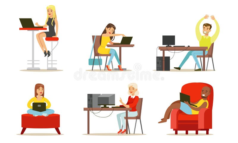 People Using Computers Stock Illustrations – 1,857 People Using ...