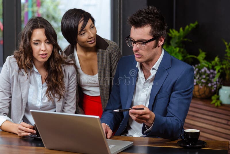 People Using Laptop Together Stock Image - Image of concentrating, cafe ...