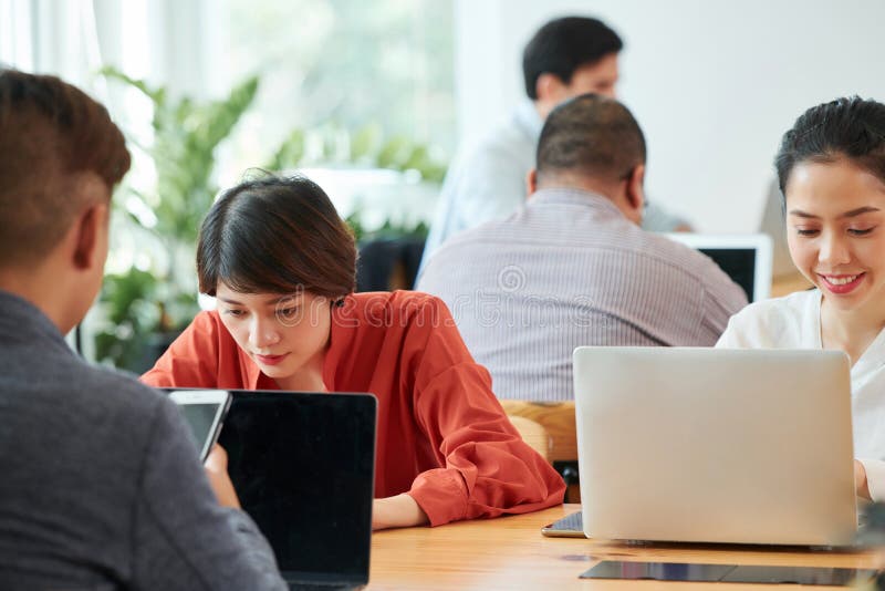 People Using Laptops at Office Stock Photo - Image of studying ...