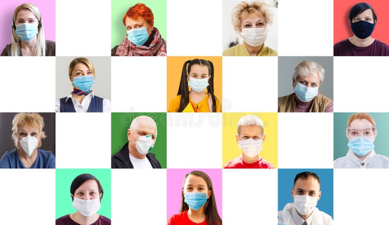 People Using a Mask and Having a Video Conference with Work Team Amid ...