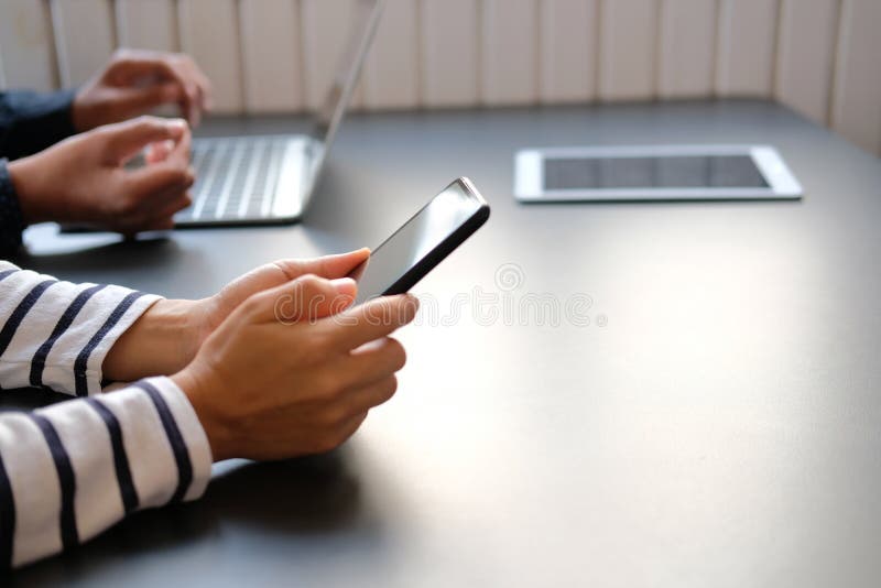 People Using Mobile Smart Phone Tablet Computer Stock Image - Image of ...