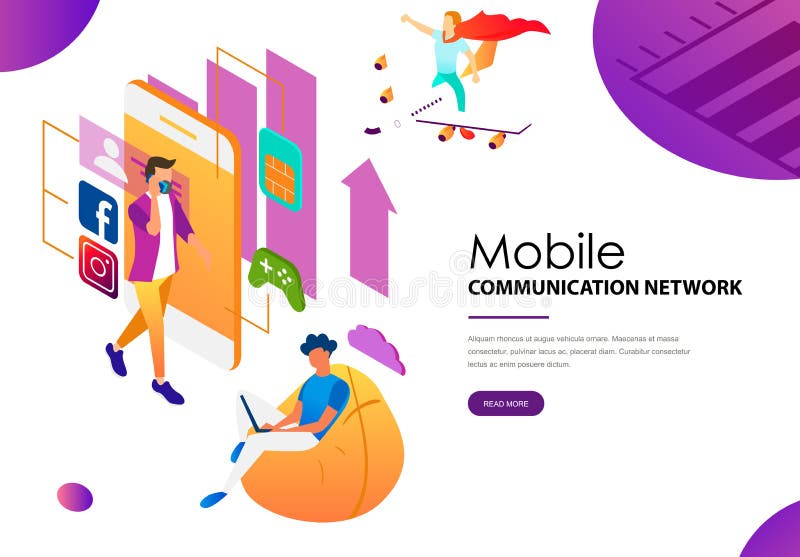 People Using Modern Technologies of Mobile Communication Network Stock ...