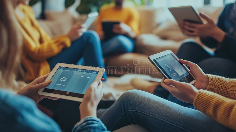 People Using Personal Devices, Smart Home Devices Stock Photo - Image ...